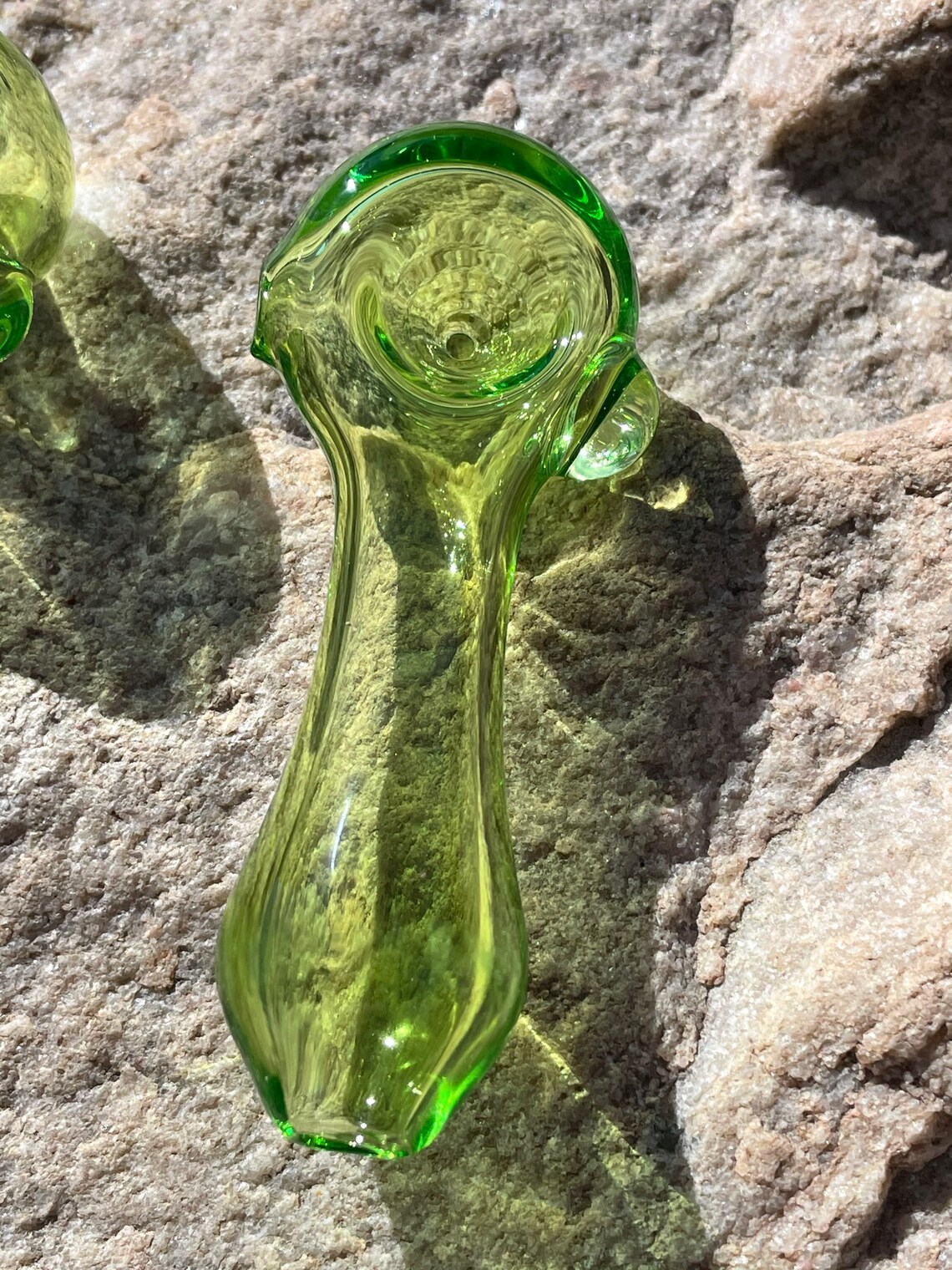 Hand blown glass pipe Lime drop green spoon glass pipes heady | Etsy