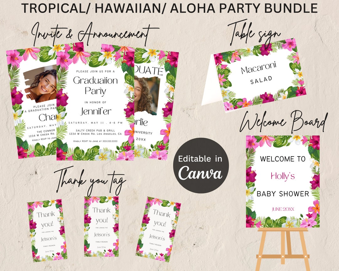 Tropical/ Aloha/ Hawaiian/ Luau Party Bundle Use for - Etsy