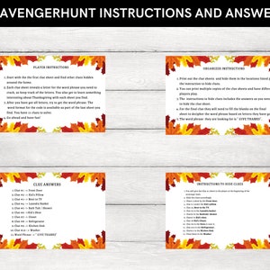 Kids Thanksgiving Scavenger Hunt Game Cards for a Fun Children's ...