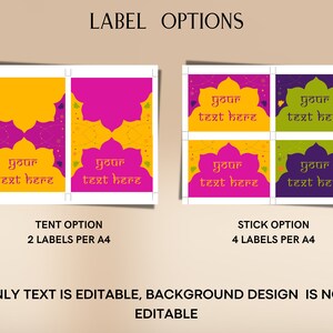 Editable Indian/bollywood Party Labels/signs - Use for Diwali, Holi or ...