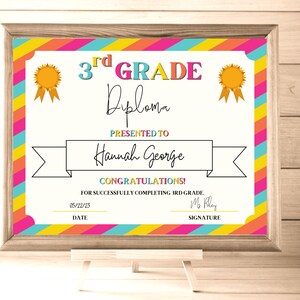 Rainbow 3rd Grade Diploma/ Certificate Printable - End of Year ...