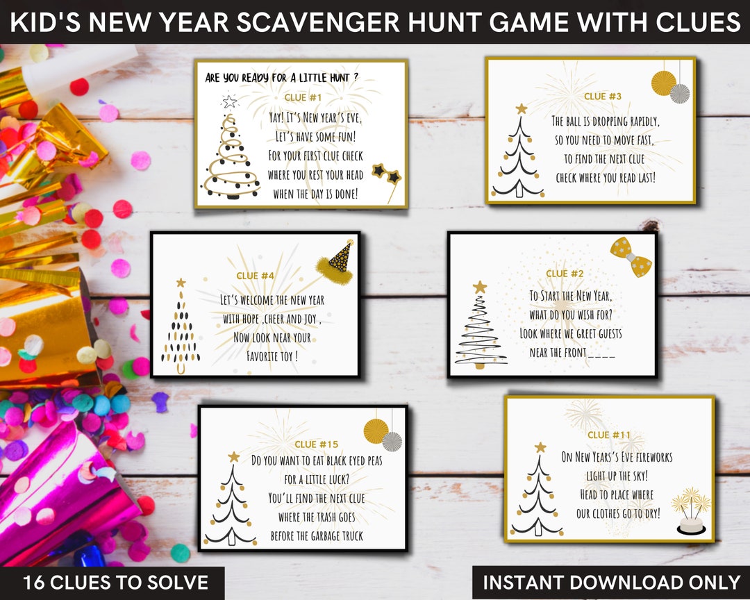 New Year Scavenger/ Treasure Hunt Game Fun Kids Indoor Activity for ...