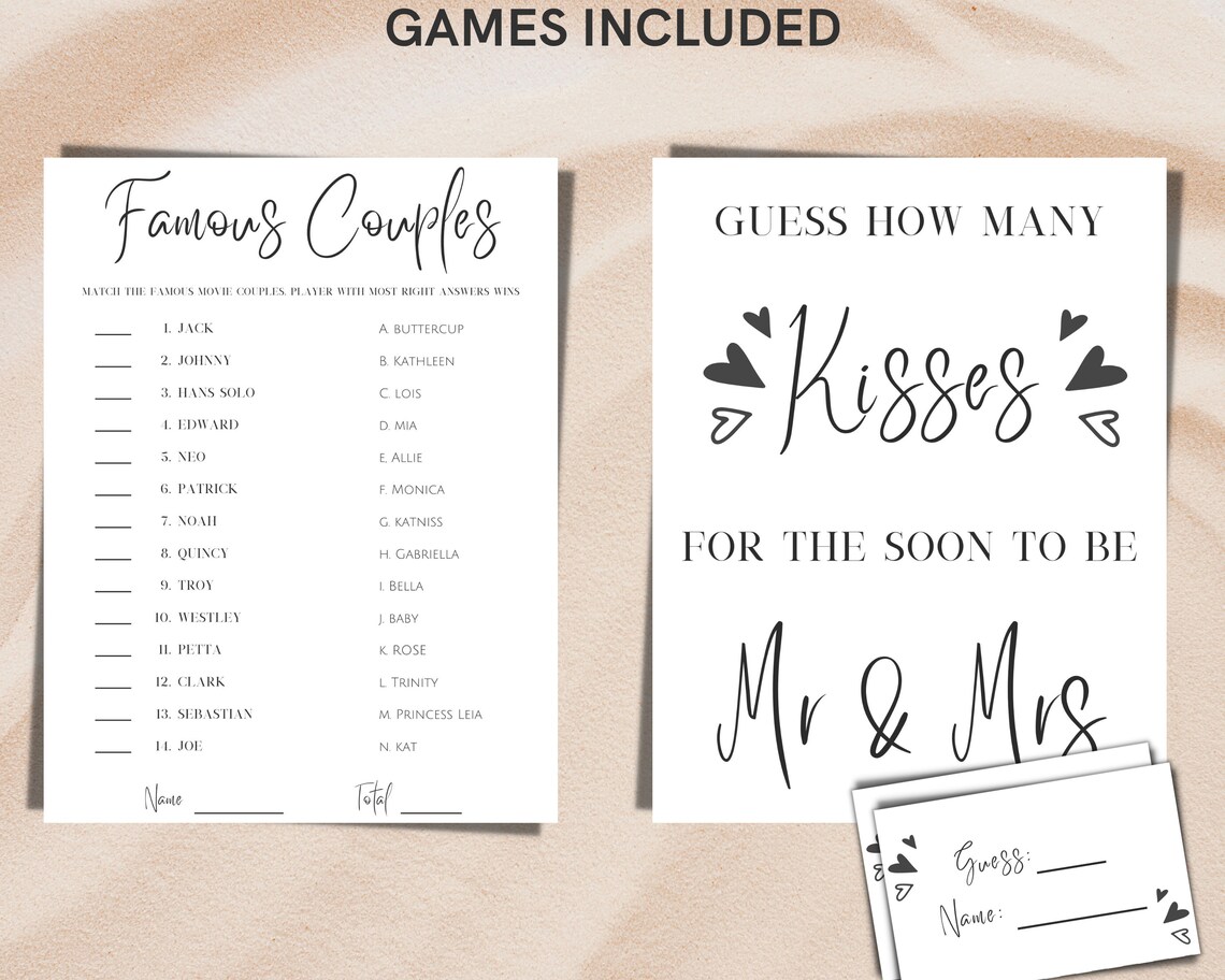 Engagement Party Games Bundle for a Save the Date or Rehearsal - Etsy