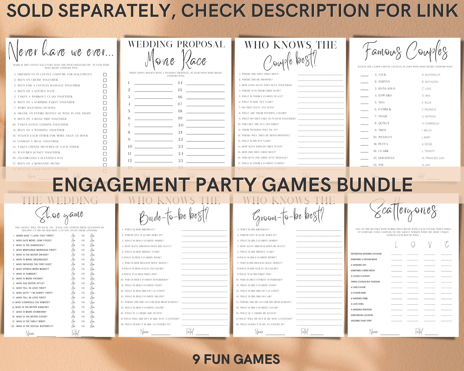 Engagement Party Couples Guessing Game for a Save the Date or - Etsy