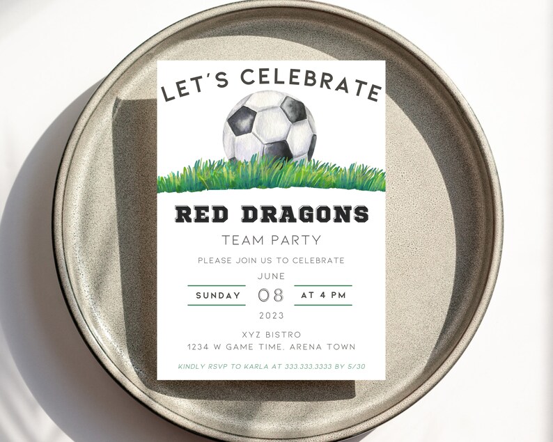 Editable Soccer or Football Kids Birthday/ Team Party Invite - Etsy