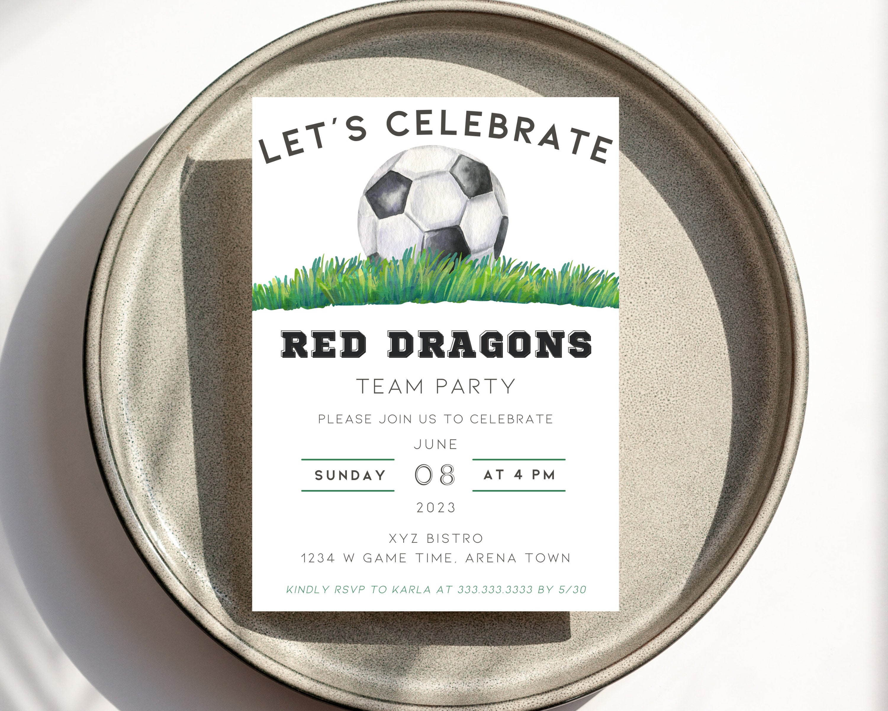 Editable Soccer or Football Kids Birthday/ Team Party Invite - Etsy