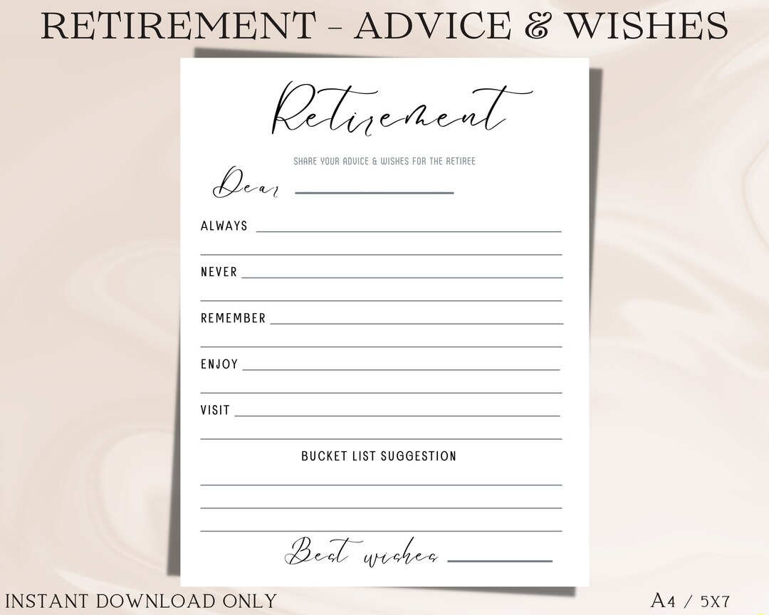 Retirement Wishes and Advice Game for Fun Party Activity Work/ Office ...