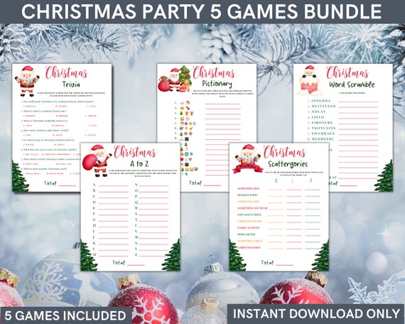 Christmas Party Games Bundle for Kids Holiday Fun Use for | Etsy