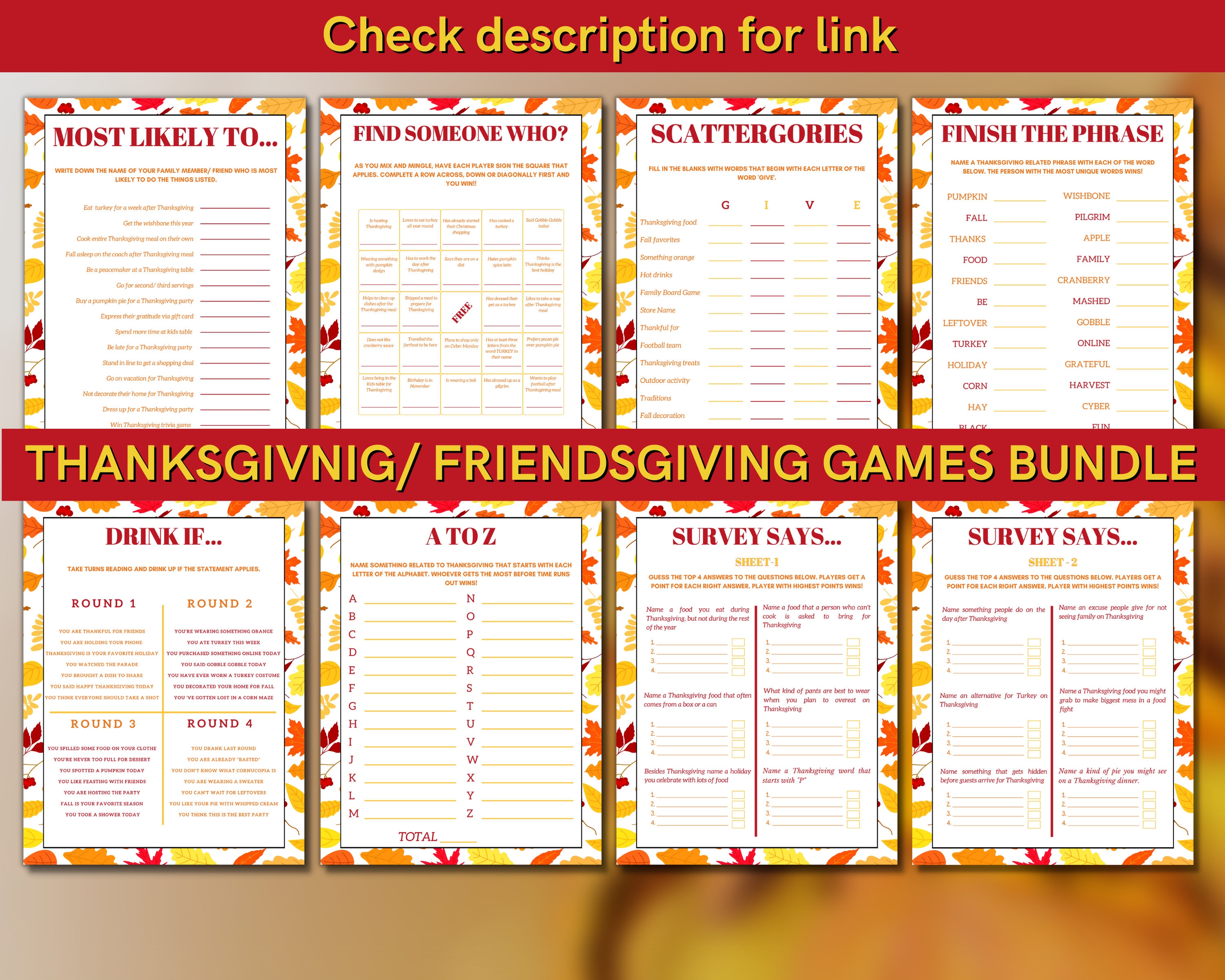 Thanksgiving/ Friendsgiving Find Someone Who... Game Printable - Etsy