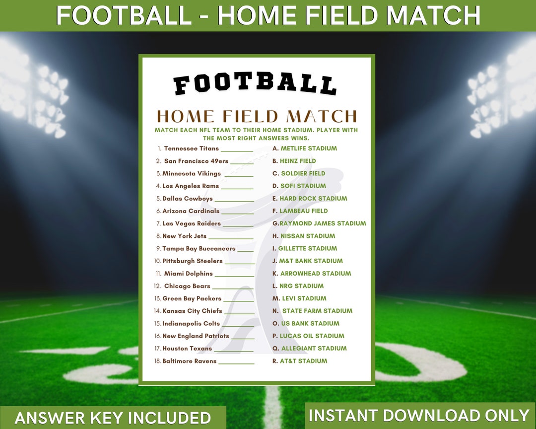 Football Home Field Match Game for American Football Fun - Match ...