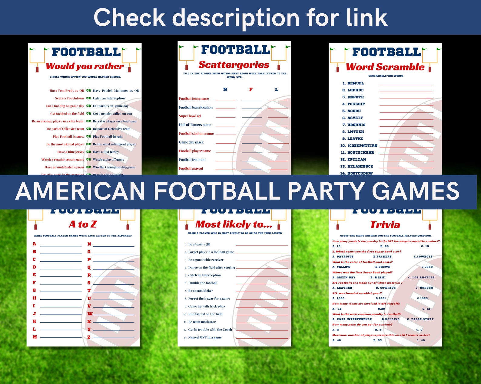 Football Emoji Pictionary Game for American Football Fun - Etsy