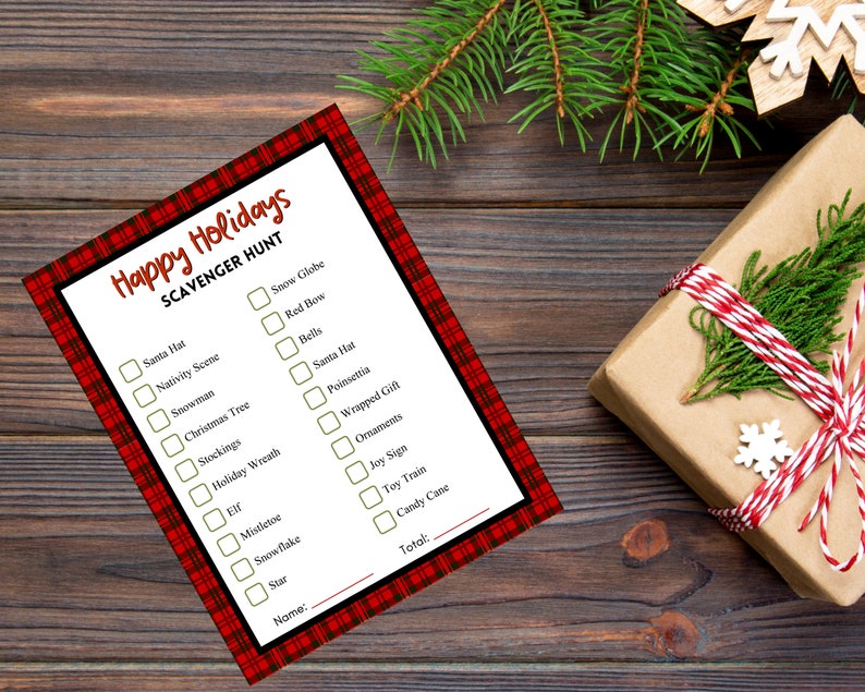 Editable Holiday Scavenger Hunt Game for Fun Christmas / - Etsy