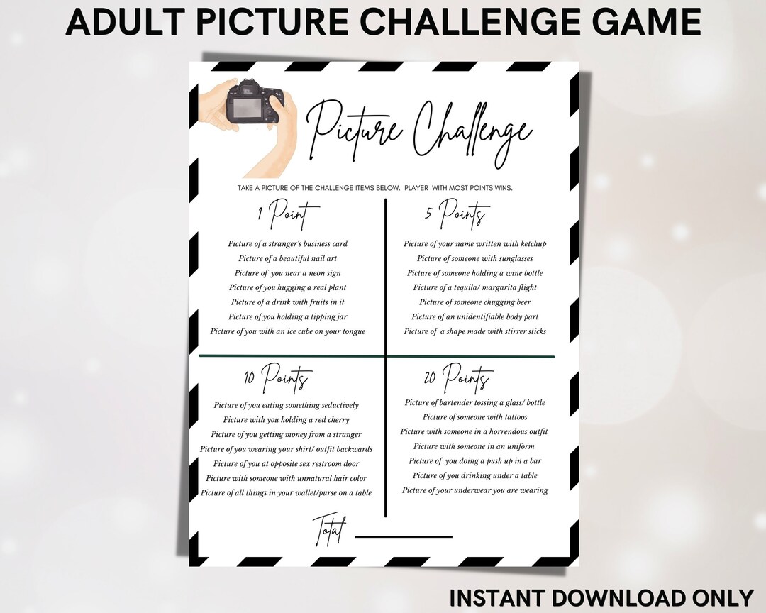 Adult Picture Challenge Game for Birthday, Bar/ Pub Crawl, Bachelorette ...