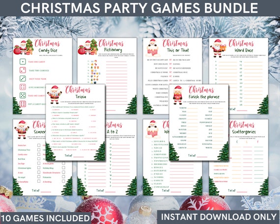 Kids Christmas Party Games Bundle for Holiday Fun Use as | Etsy