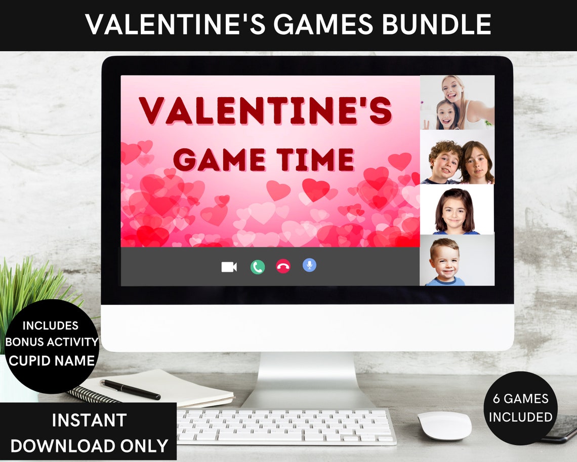 Virtual Valentines Games Bundle for an Online or Zoom Party | Etsy