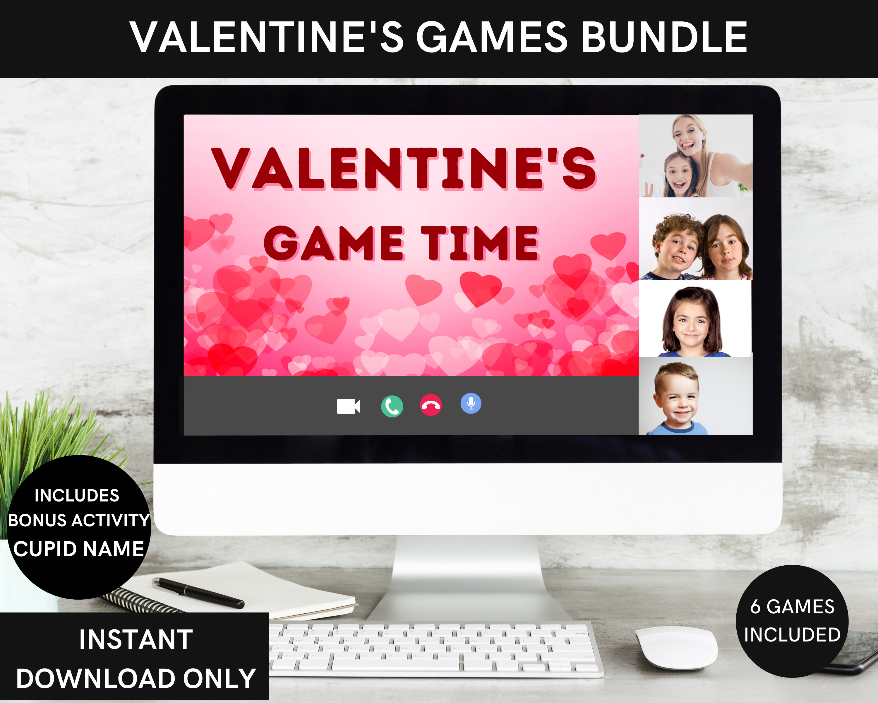 Virtual Valentines Games Bundle for an Online or Zoom Party | Etsy