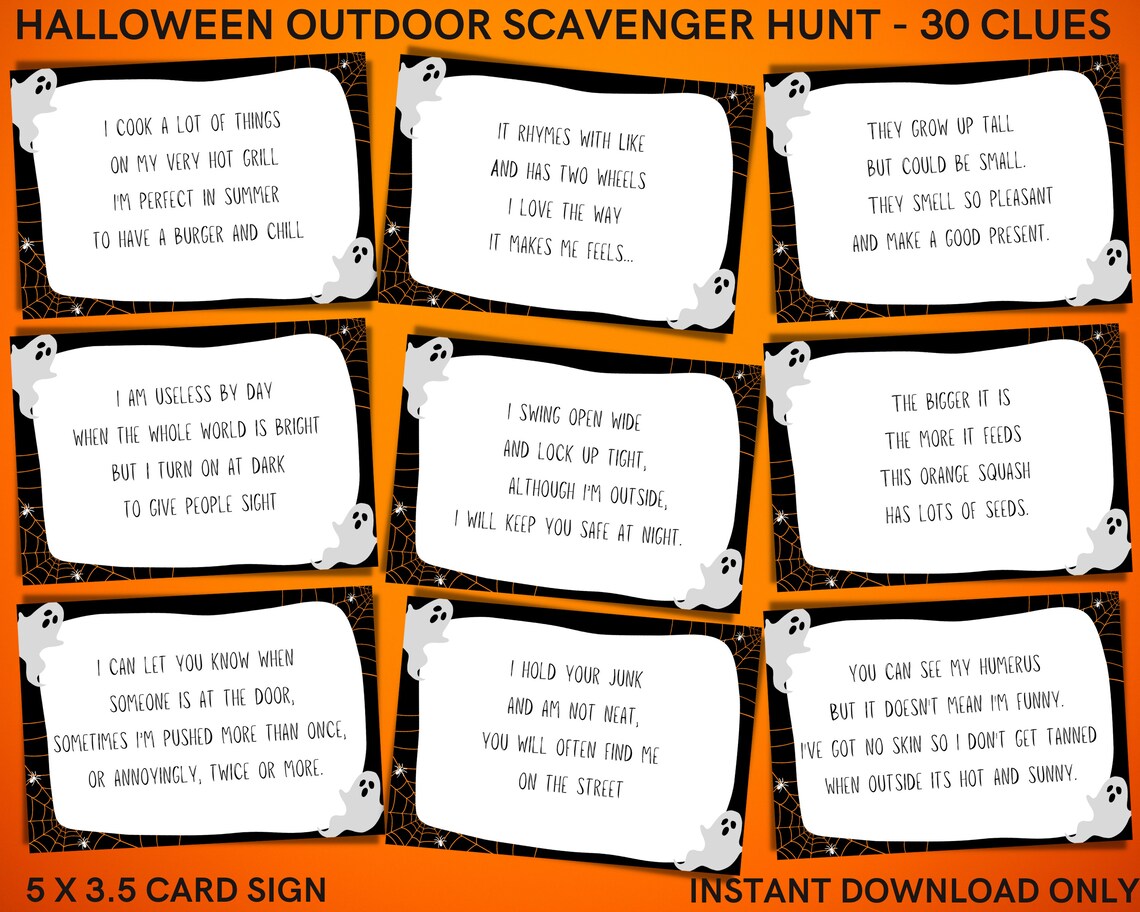Outdoor Halloween Scavenger/ Treasure Hunt Clue Game Hunt in - Etsy