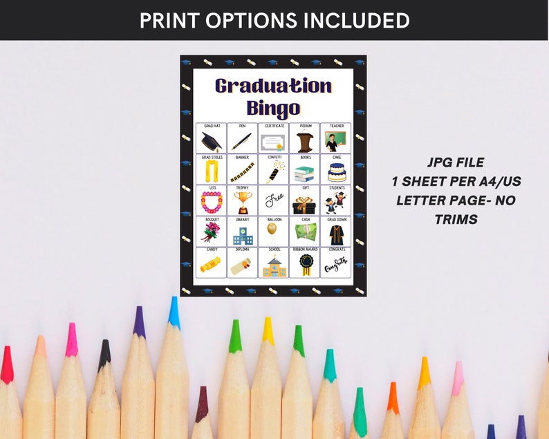 Graduation Party Bingo Game Sheets for Fun Activity With | Etsy