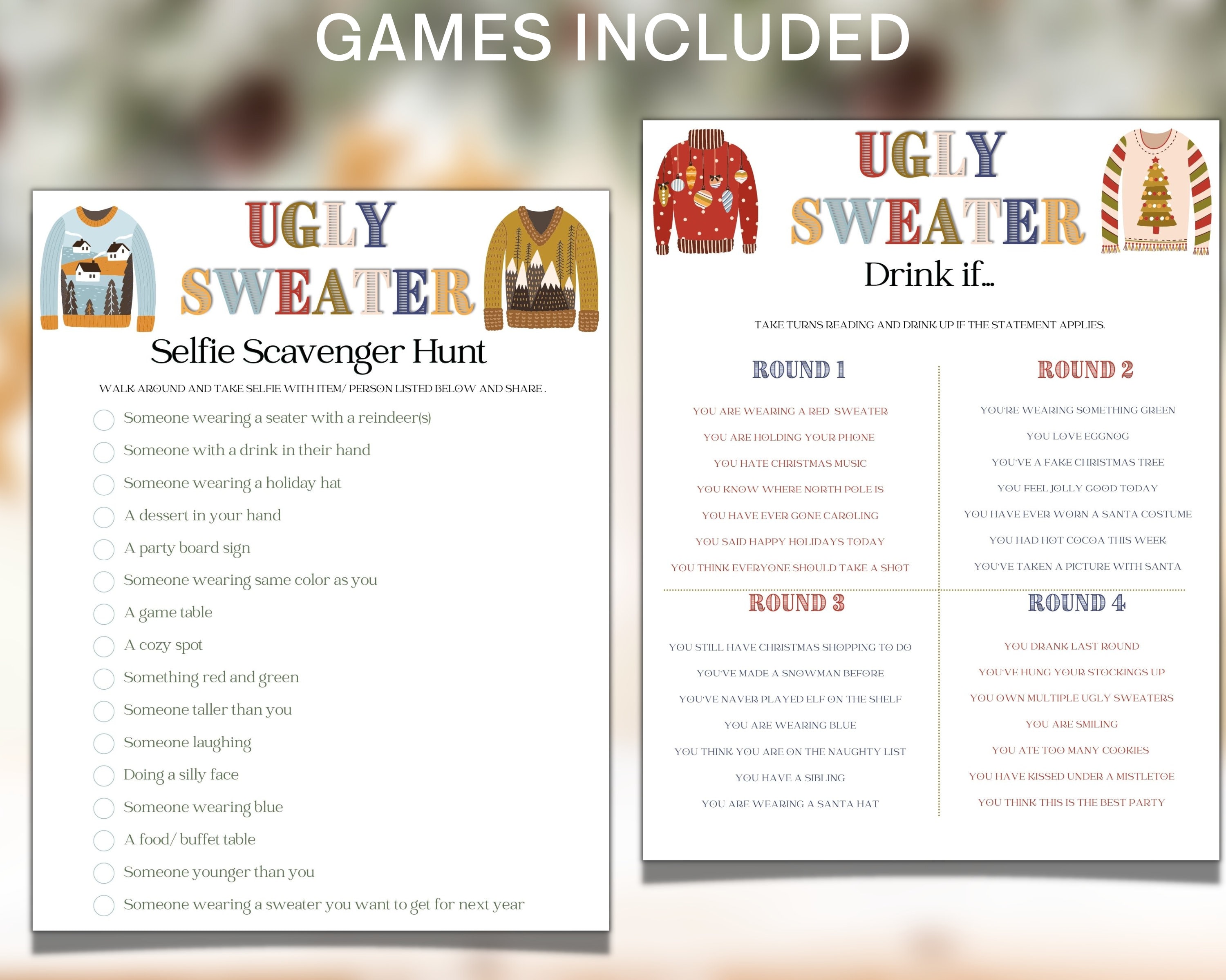 Ugly Sweater Party Games Bundle for a Holiday/ Christmas Party - Etsy
