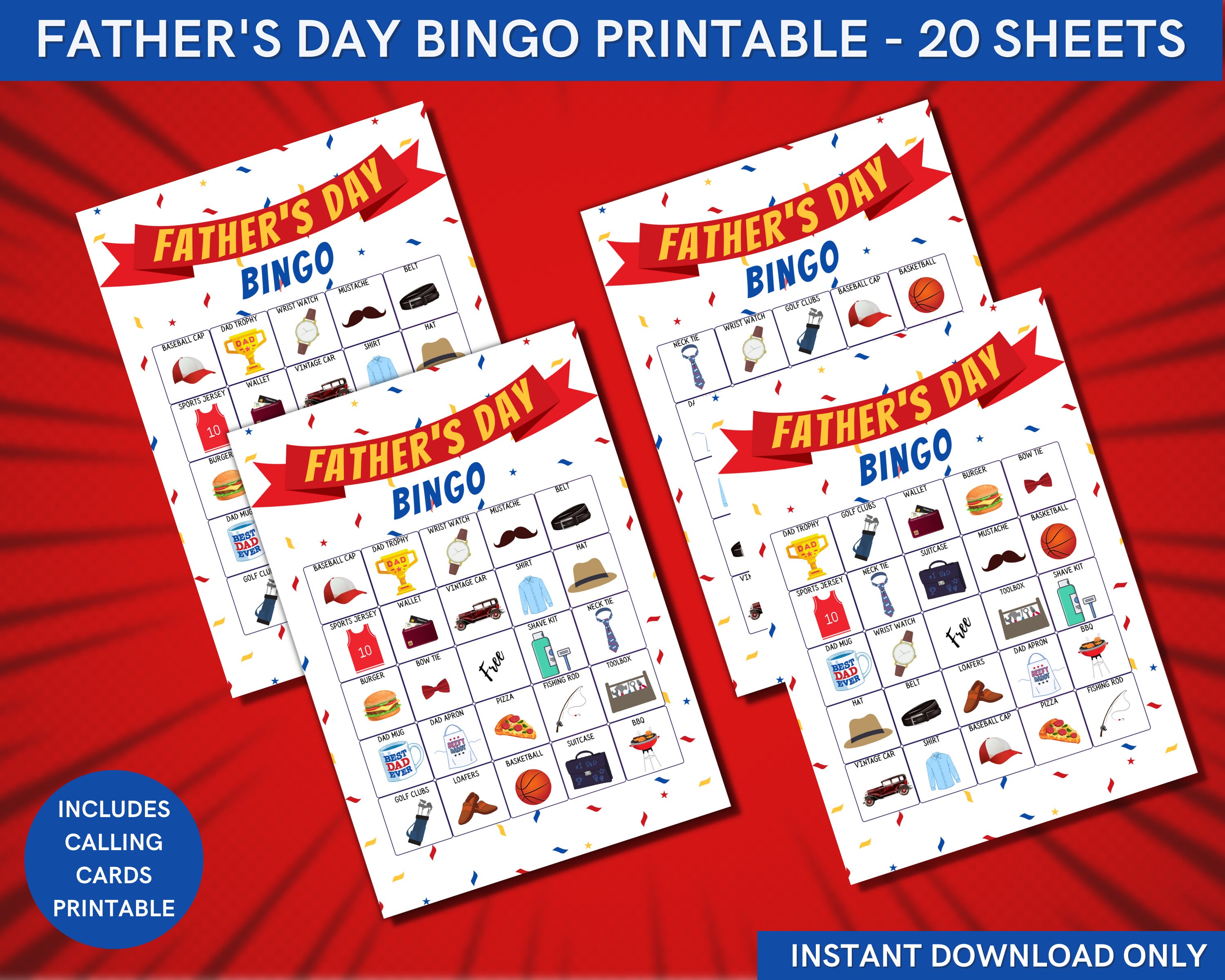 Father's Day Party Bingo Game Printable for Fun Activity - Etsy Canada