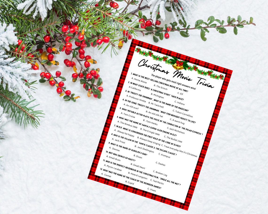Christmas Movie Trivia Game for Holiday Party With Family and | Etsy