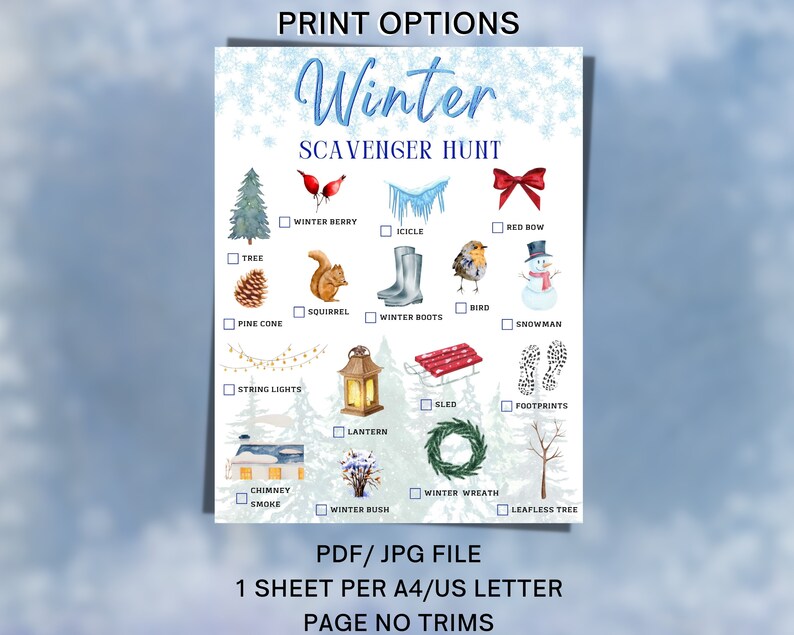 Winter Scavenger/ Treasure Hunt Game for Kids, Teens & Adults - Picture ...