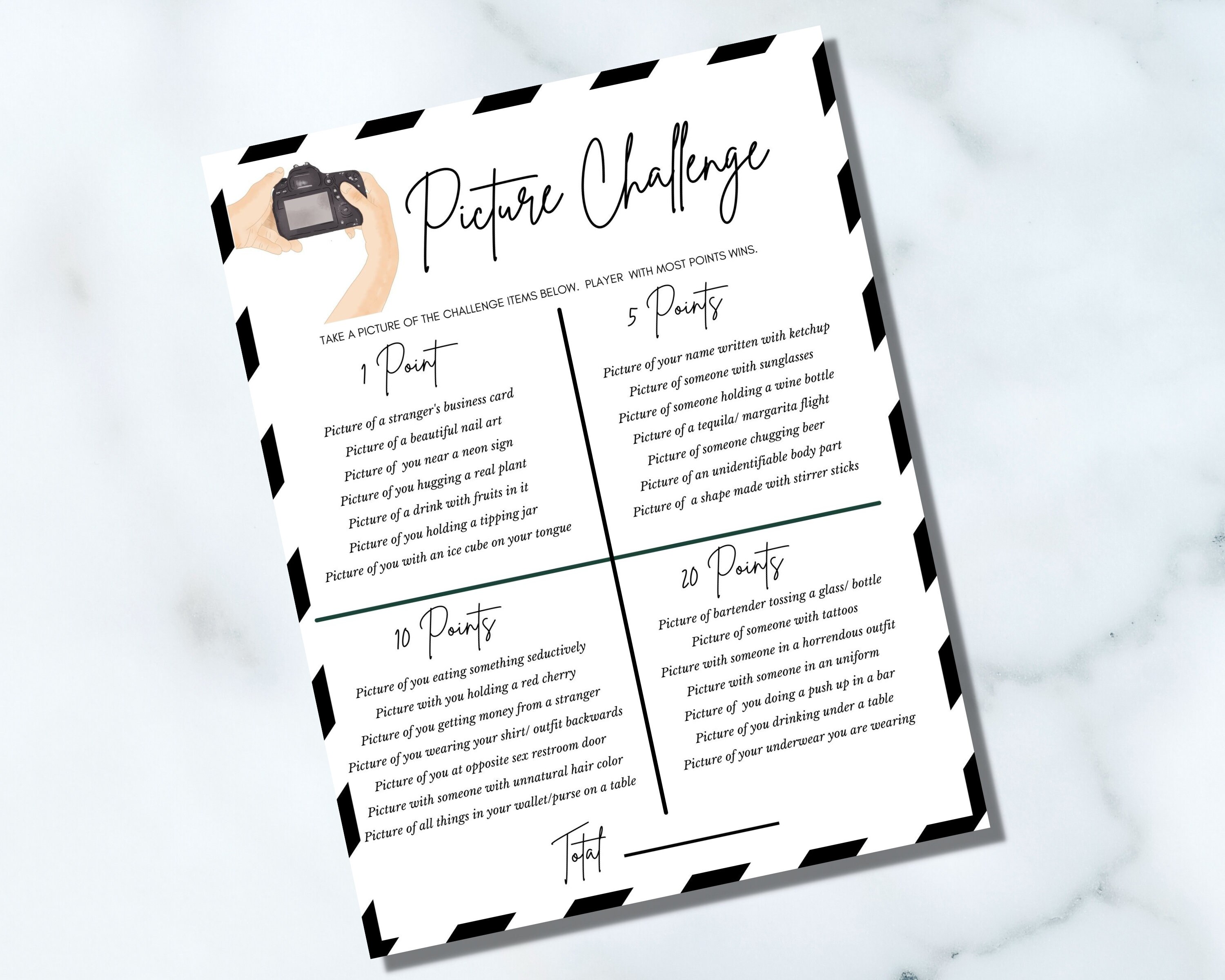 Adult Picture Challenge Game for Birthday Bar/ Pub Crawl - Etsy