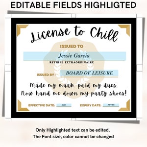 License to Chill Retirement Printable Gift for Retiree - Use for an ...