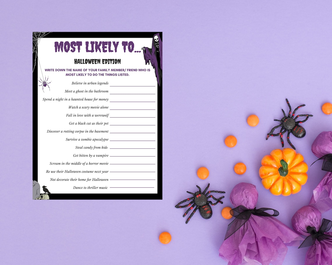 Halloween Most Likely to Game Printable for Fun Family and - Etsy