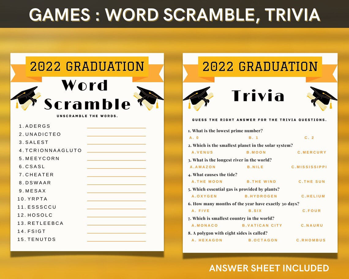 Graduation Games Printable for Fun Party Activity to Celebrate - Etsy
