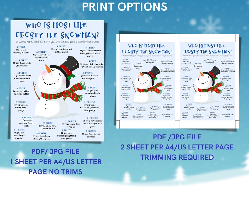 Frosty the Snowman Game: Christmas Icebreaker Activity (instant ...