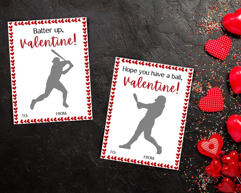 Baseball Valentine's Day Cards for Kids- Use for Classroom or Friends ...