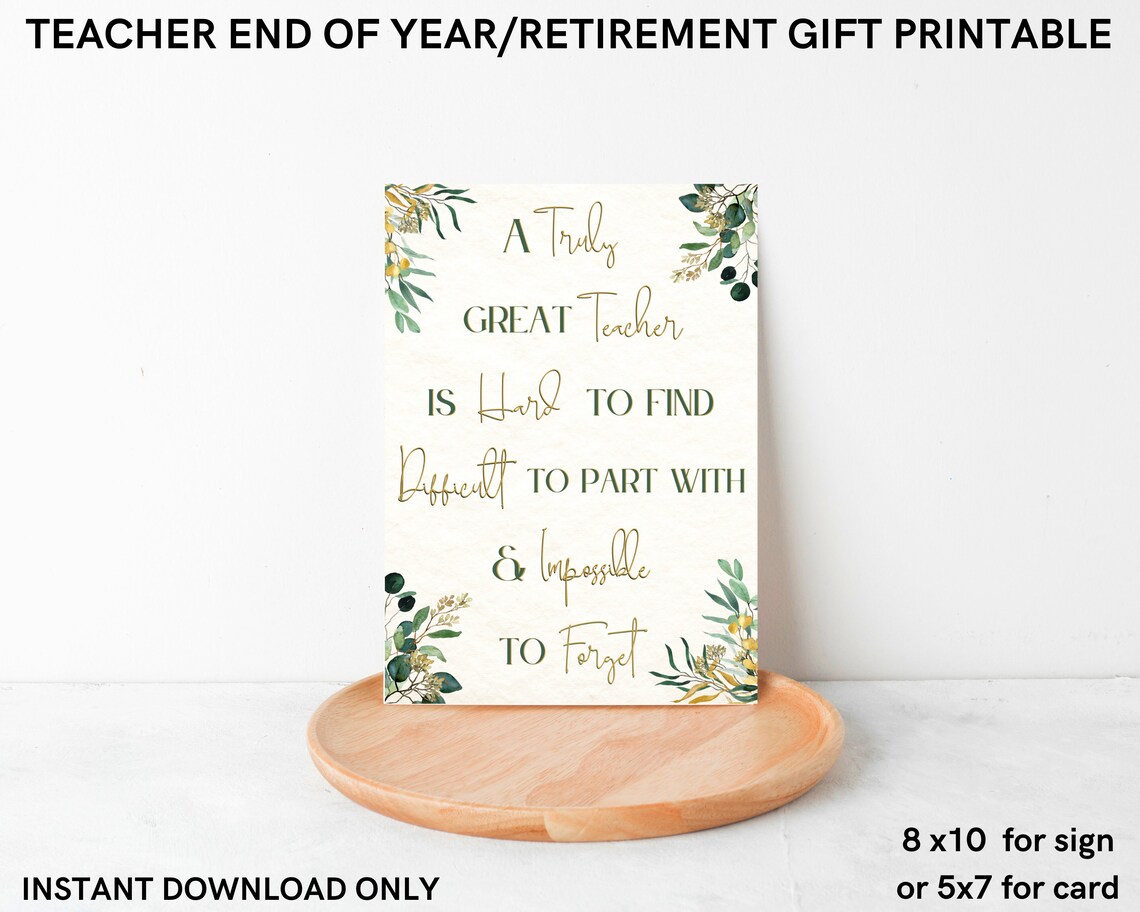 Teacher End of Year or Retirement Gift Printable School - Etsy