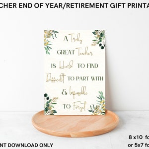 Teacher End of Year or Retirement Gift Printable School - Etsy