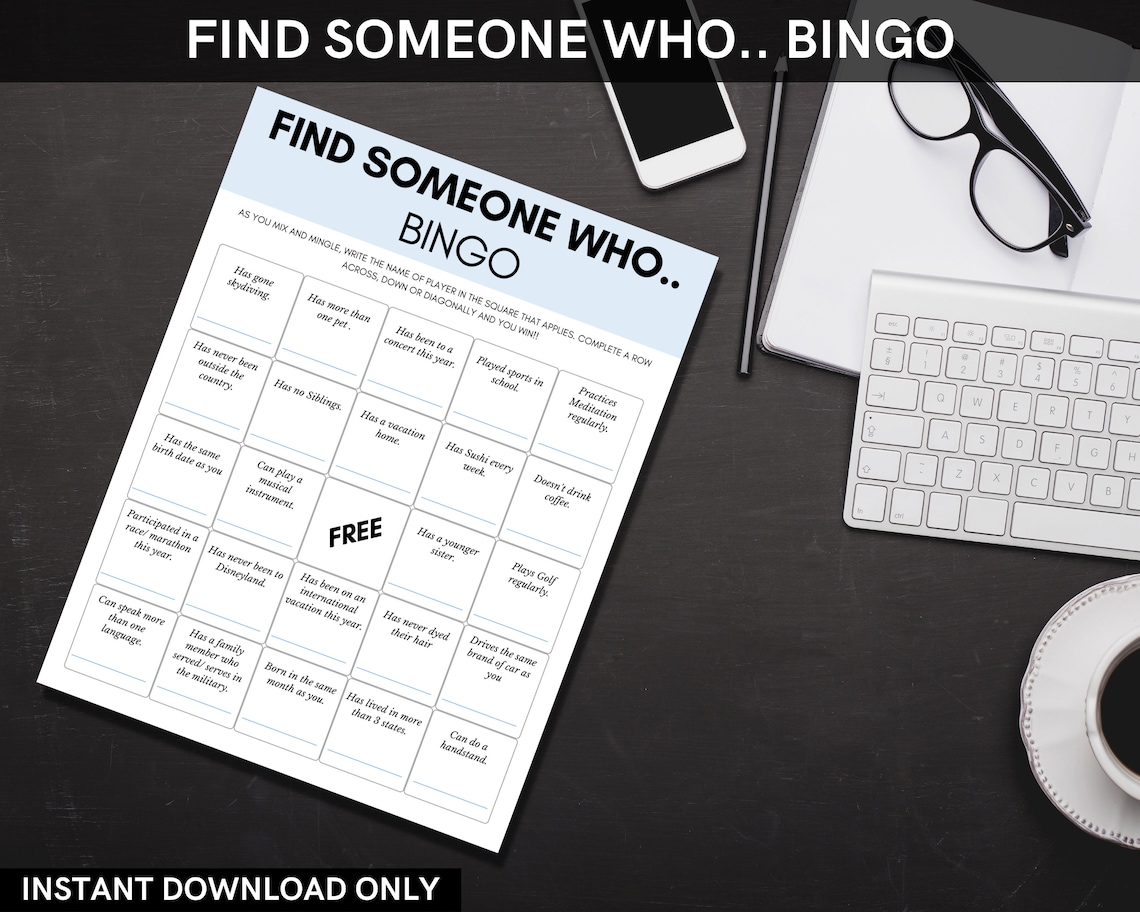 Find Someone Who.. Bingo Game for Fun Work Team Party/ - Etsy