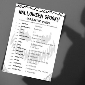 Halloween Trivia Spooky Character Match Game Printable - Fun Halloween ...