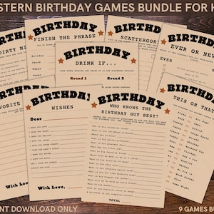 Western Birthday Party Games Bundle for Him (instant Download) - Etsy