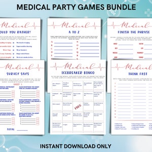 Medical Games Bundle for Nurse/ Doctor Party Activity Use for Medical ...