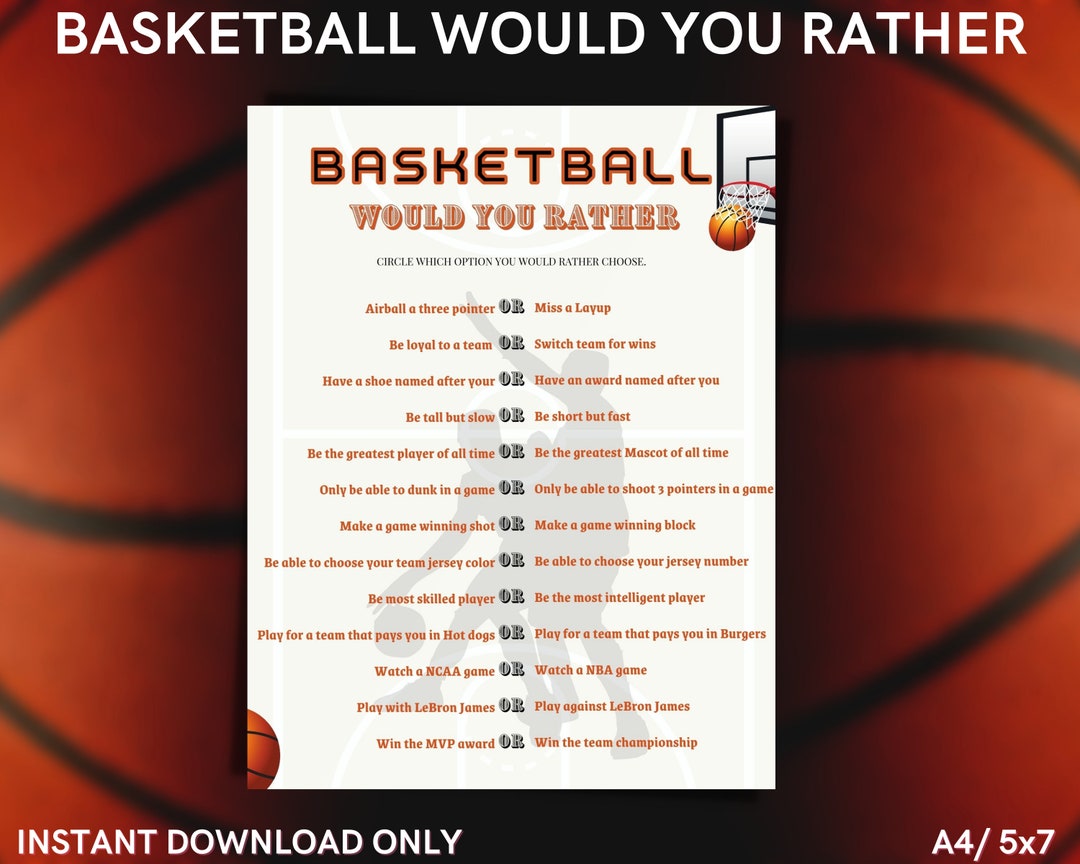 Basketball Would You Rather Game for a Birthday or Sports Team - Etsy