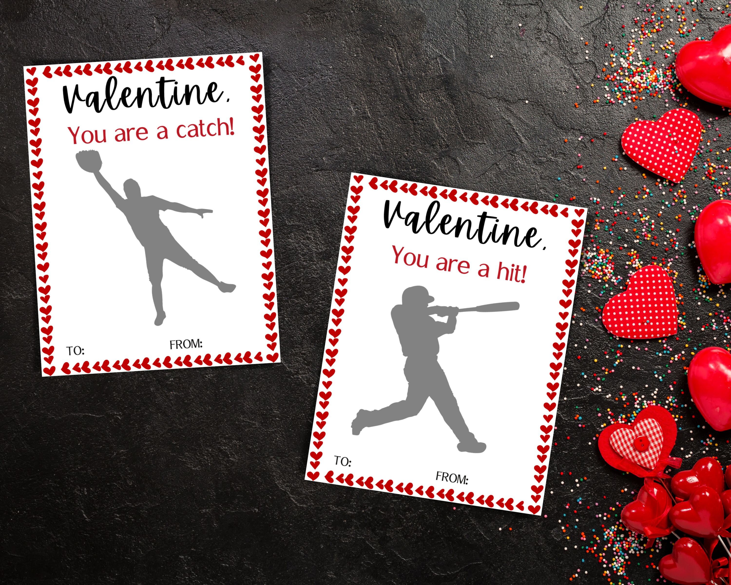 Baseball Valentine's Day Cards for Kids- Use for Classroom or Friends ...