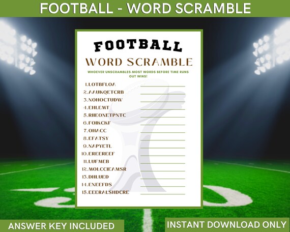 Football Word Scramble Game for Super Bowl or American | Etsy