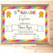 Rainbow 5th Grade Diploma/ Certificate Printable End of - Etsy