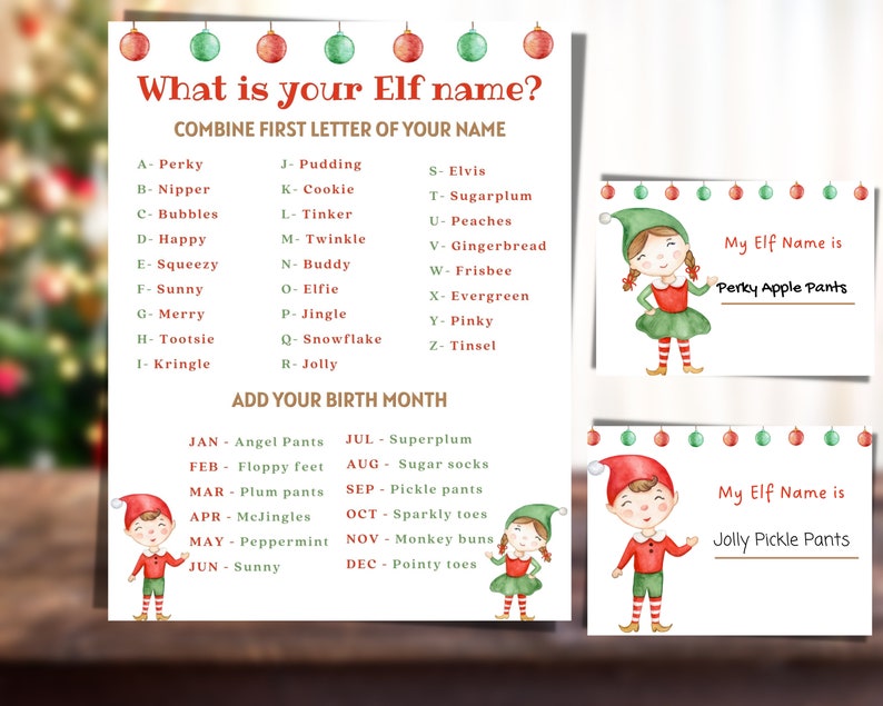 What's Your Elf Name Game for Holiday/ Christmas Party - Etsy
