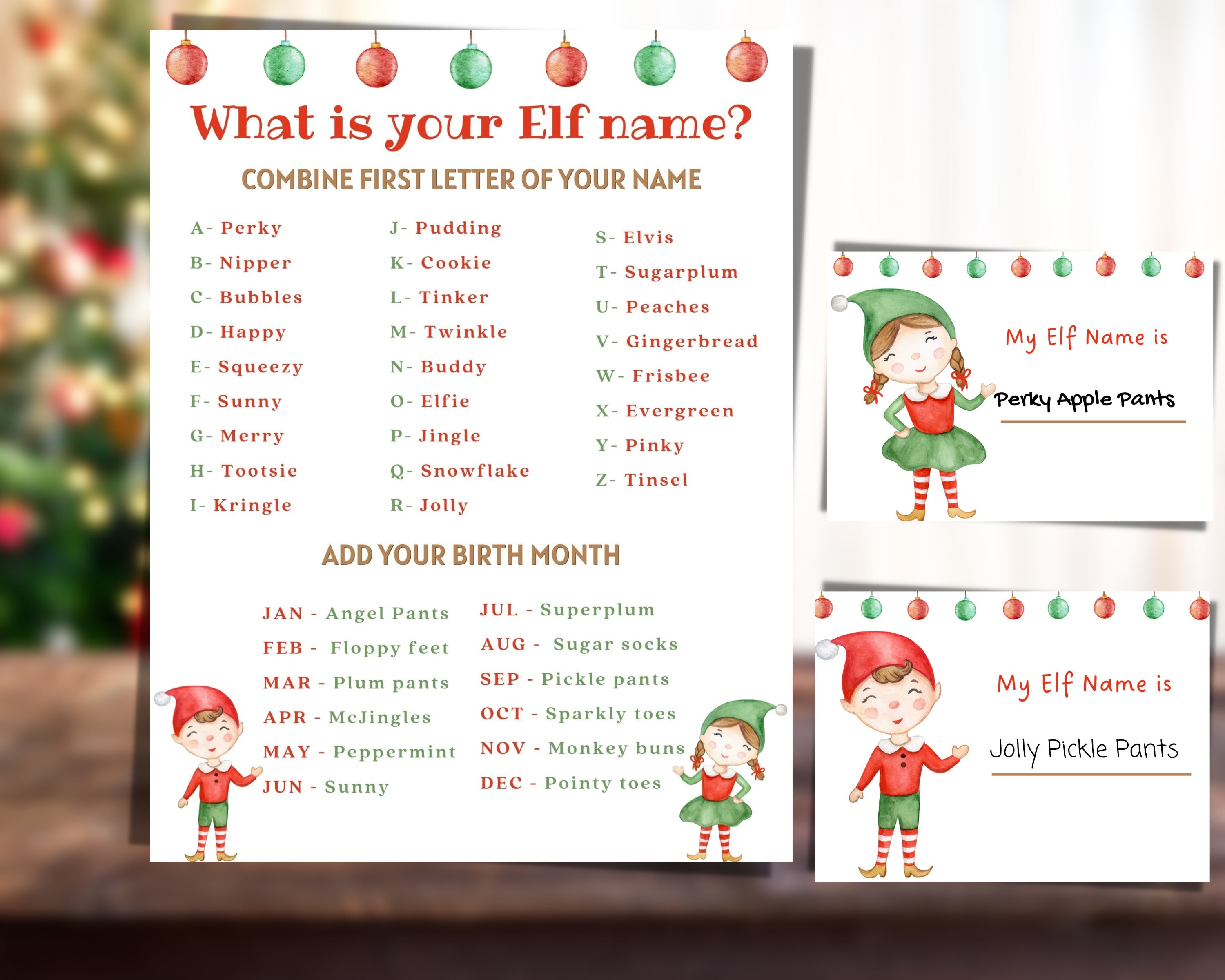 What's Your Elf Name Game for Holiday/ Christmas Party - Etsy