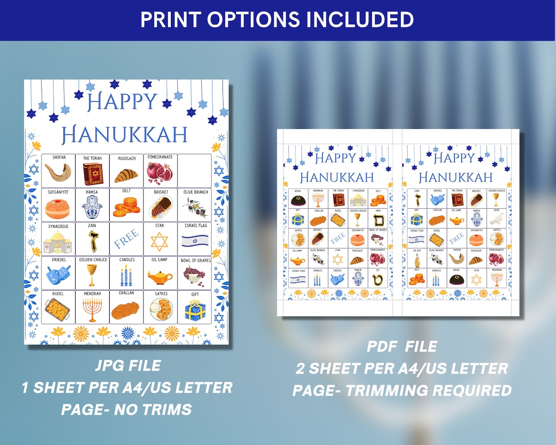 Hanukkah/ Chanukah Bingo Game for a Fun Activity With Kids - Etsy