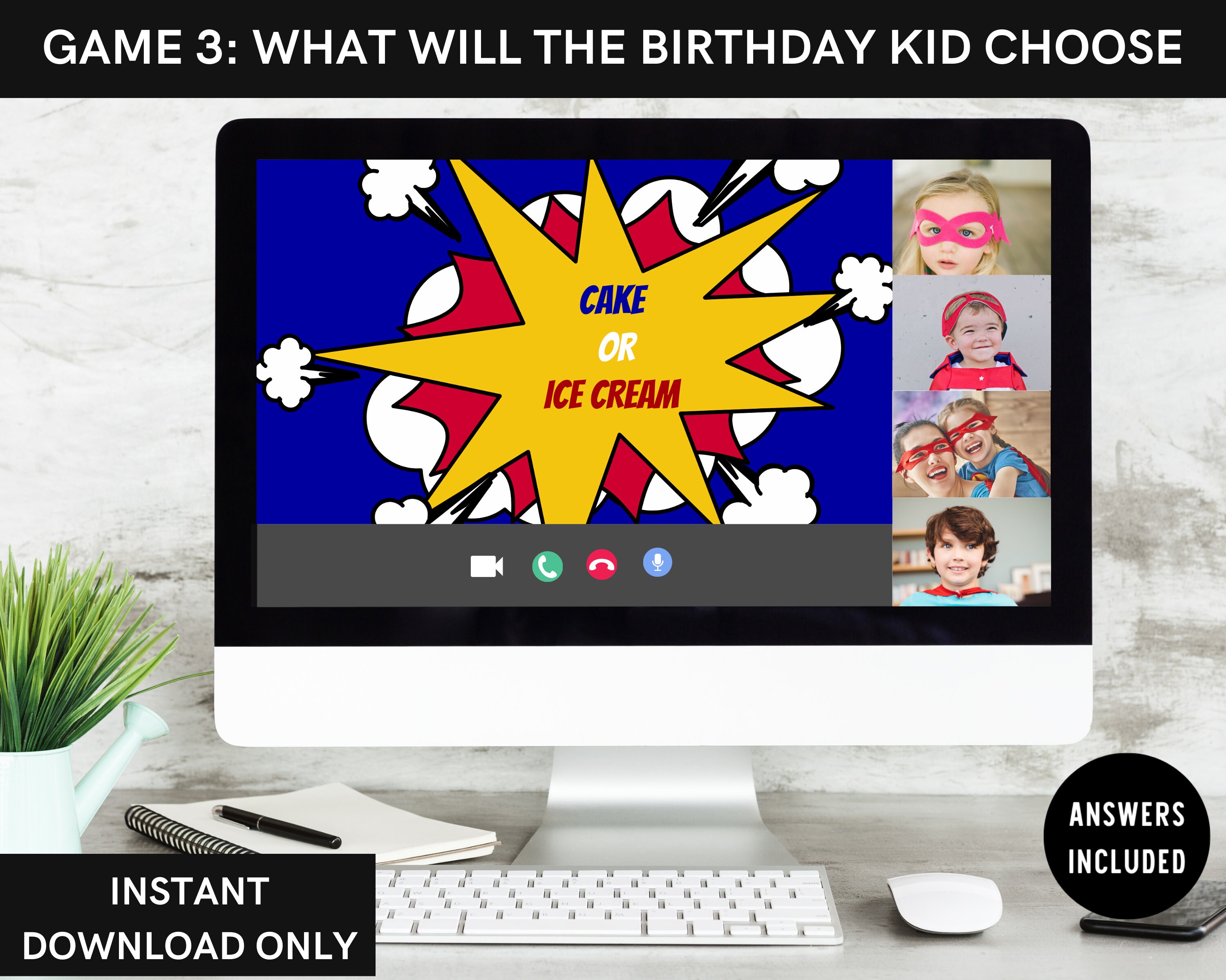 Virtual Superhero Kid's Birthday Games Bundle for an | Etsy
