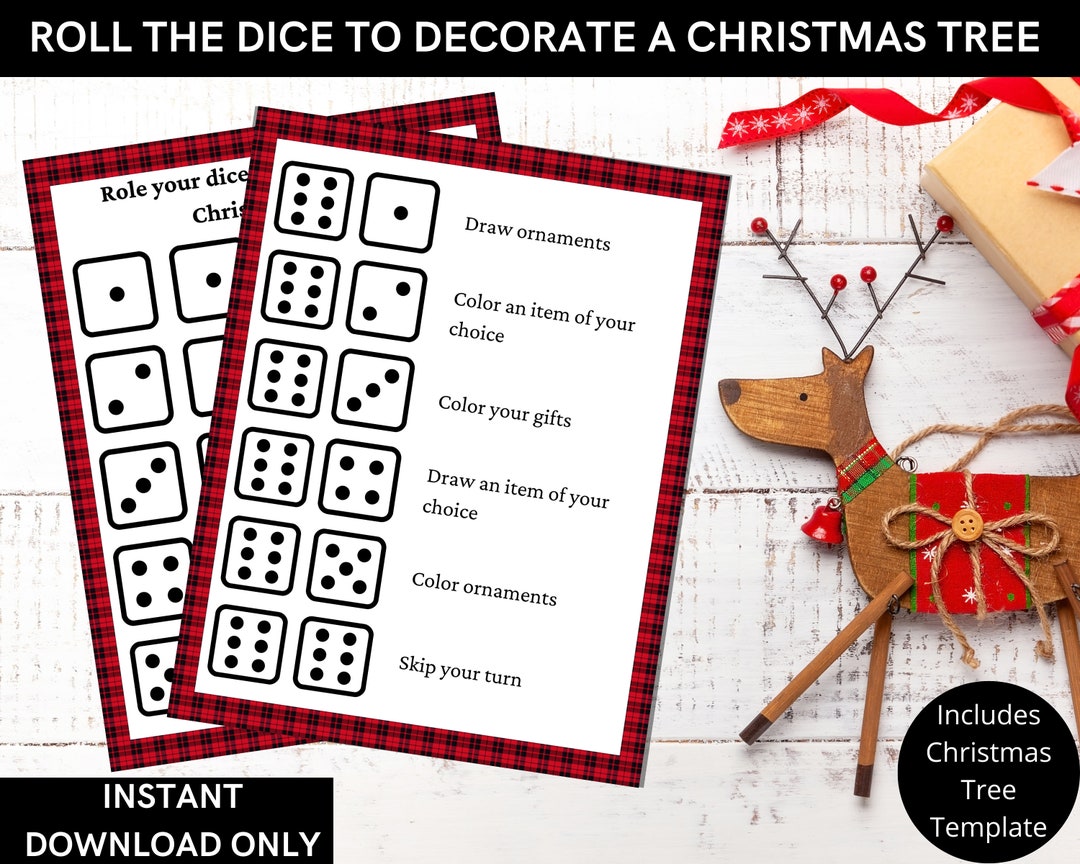 Christmas Roll the Dice to Decorate a Tree Coloring Game for Family ...