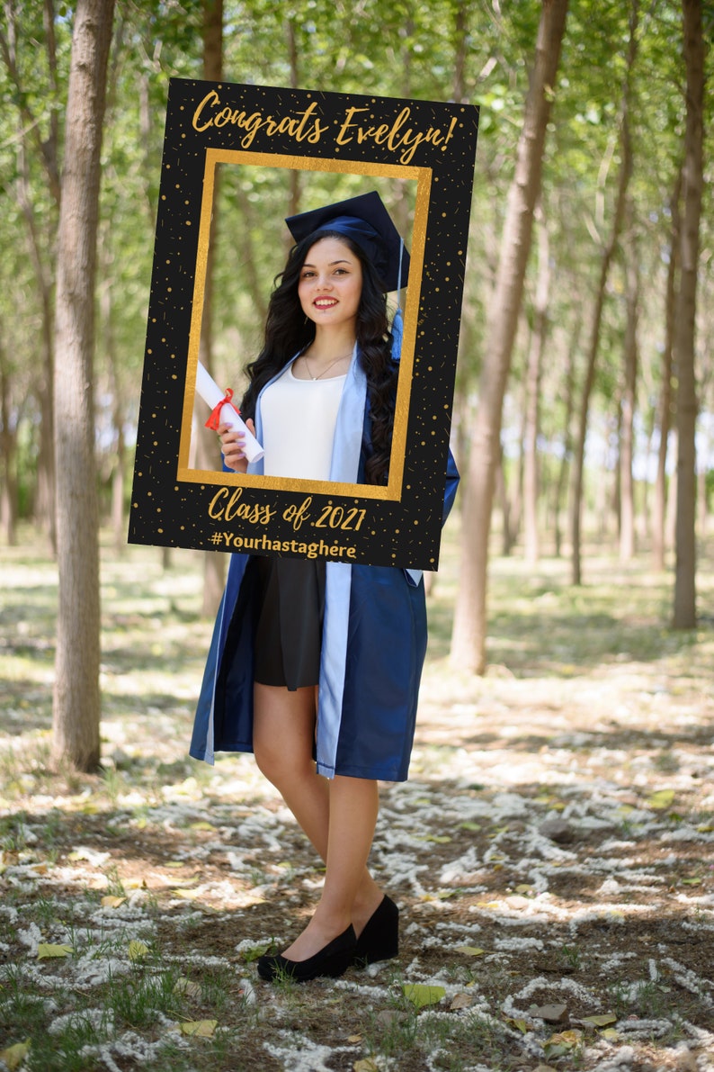 Graduation Photo Booth Frame Printable Black and Gold Grad - Etsy