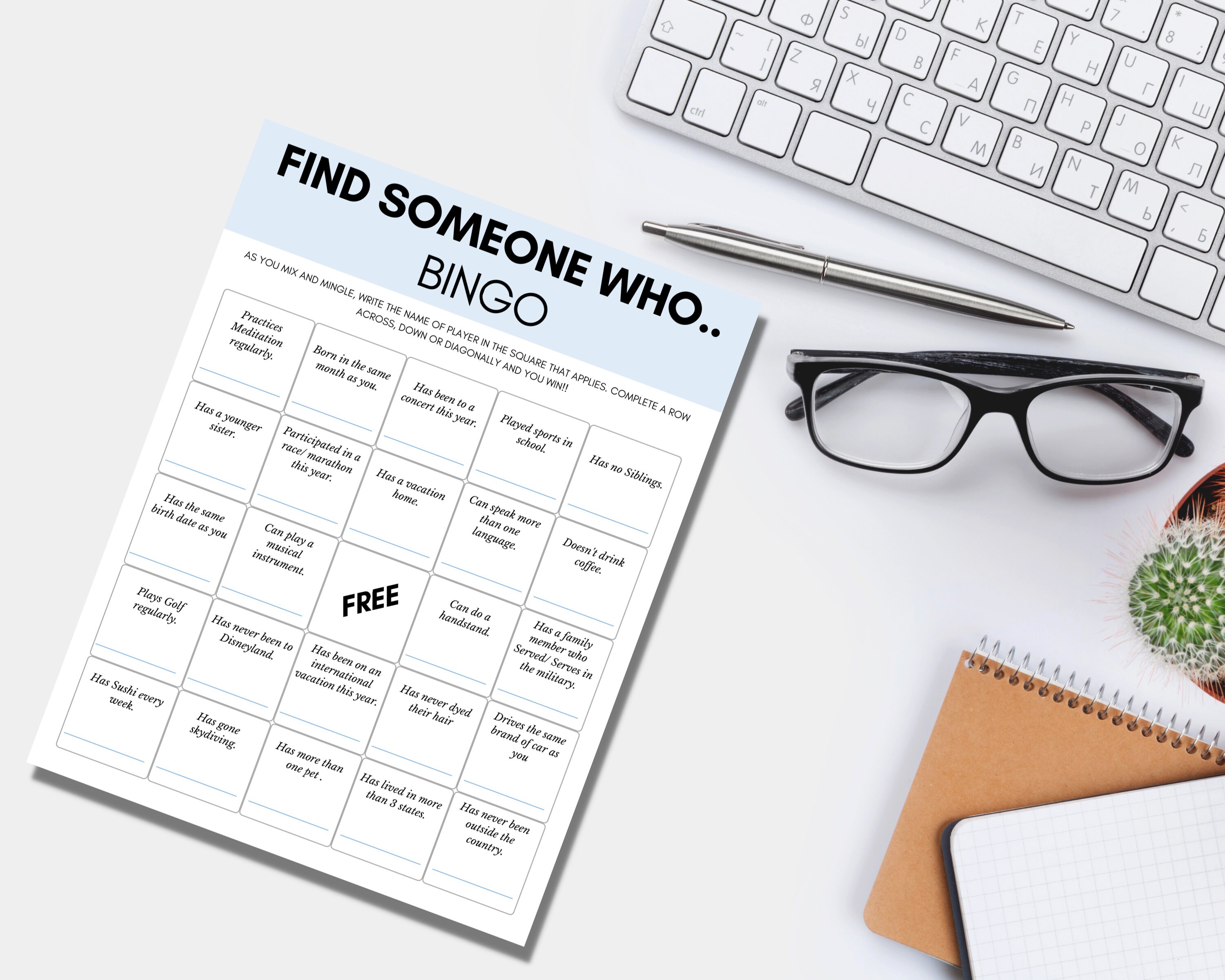 Find Someone Who.. Bingo Game for Fun Work Team Party/ - Etsy