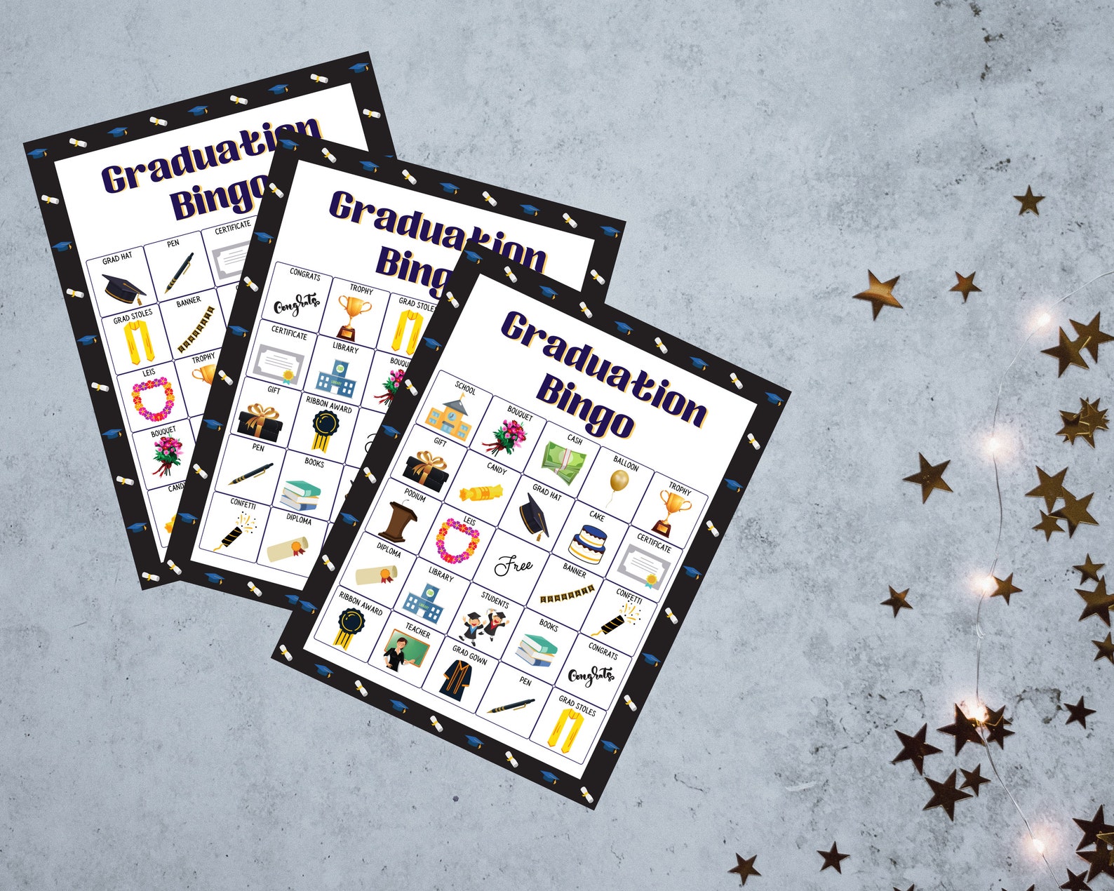 Graduation Party Bingo Game Sheets for Fun Activity With | Etsy